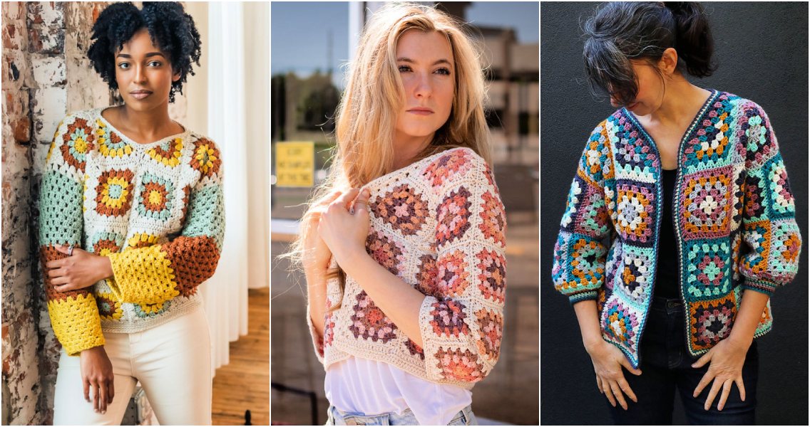 35 Free Crochet Granny Square Cardigan Patterns - Blitsy