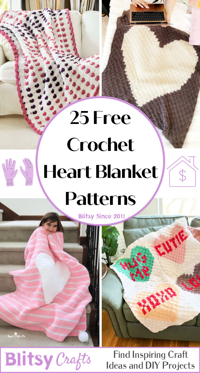 25 Free Crochet Heart Blanket Patterns - Blitsy