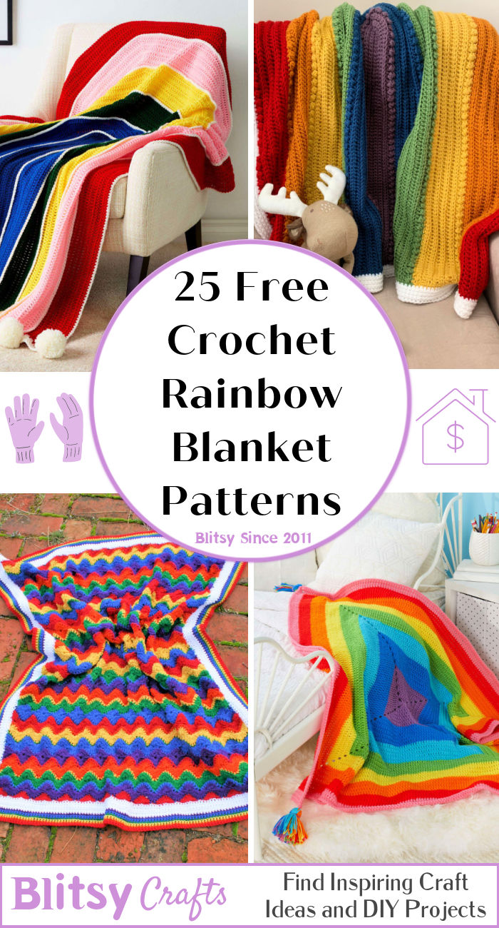 25 Free Crochet Rainbow Blanket Patterns - Blitsy