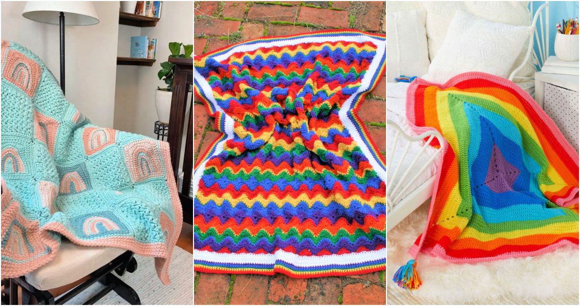 25 Free Crochet Rainbow Blanket Patterns - Blitsy