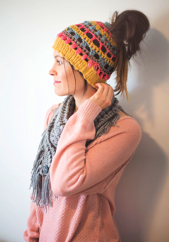 30 Free Crochet Messy Bun Hat Patterns - Blitsy