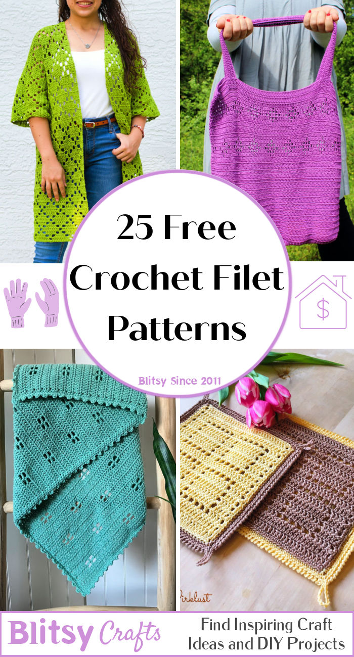 25 Easy and Free Filet Crochet Patterns for Beginners - Blitsy