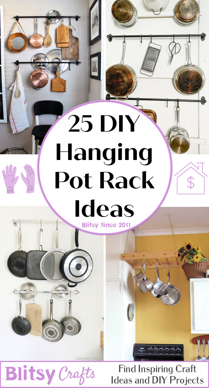 25 DIY Hanging Pot Rack Ideas for Your Kitchen - Blitsy