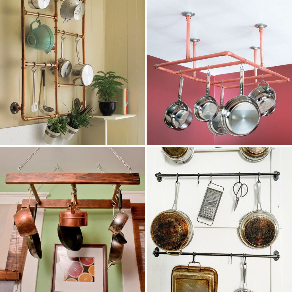 25 DIY Hanging Pot Rack Ideas for Your Kitchen - Blitsy